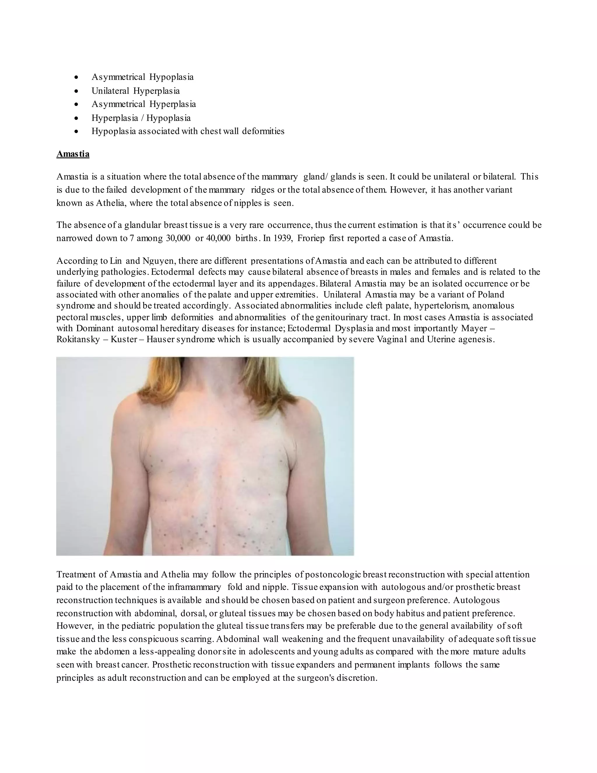 Mammary gland and its birth anomalies with characteristics in other ...