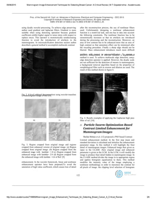 Mammogram image enhancement techniques for detecting breast cancer | PDF