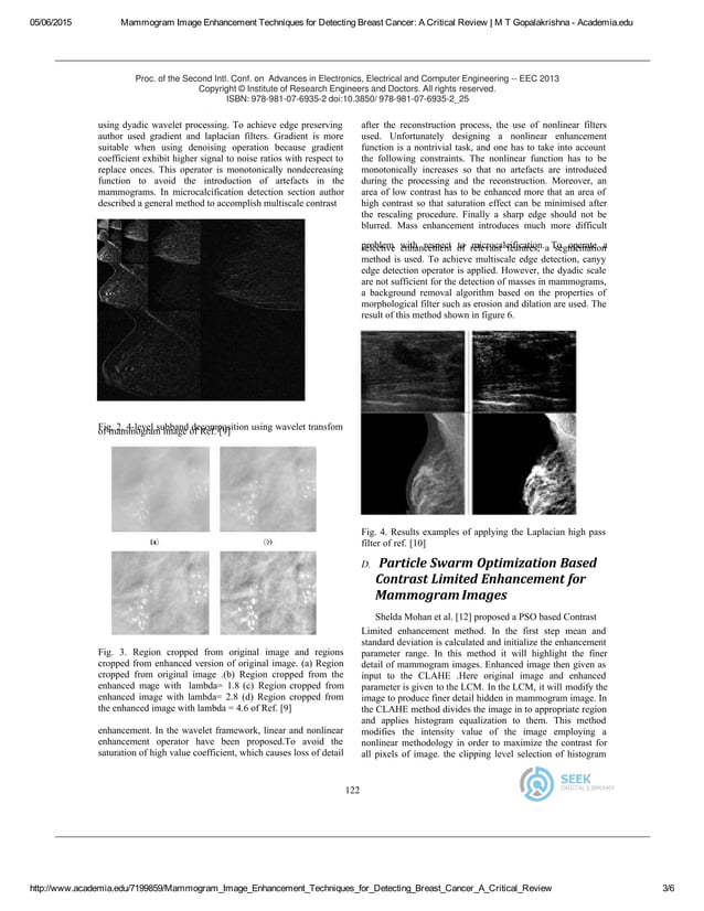 Mammogram image enhancement techniques for detecting breast cancer | PDF