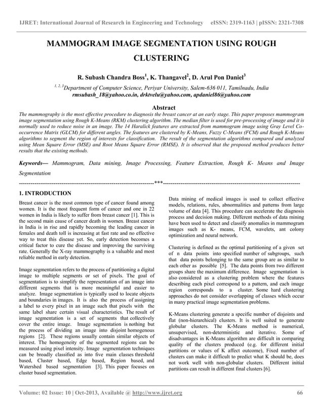 Mammogram Image Segmentation Using Rough Clustering Pdf 9908