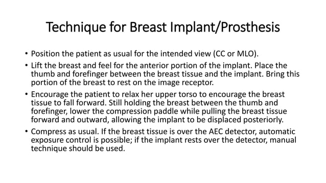 Mammography Positioning Technique for Additional Views | PPTX | Eye and ...