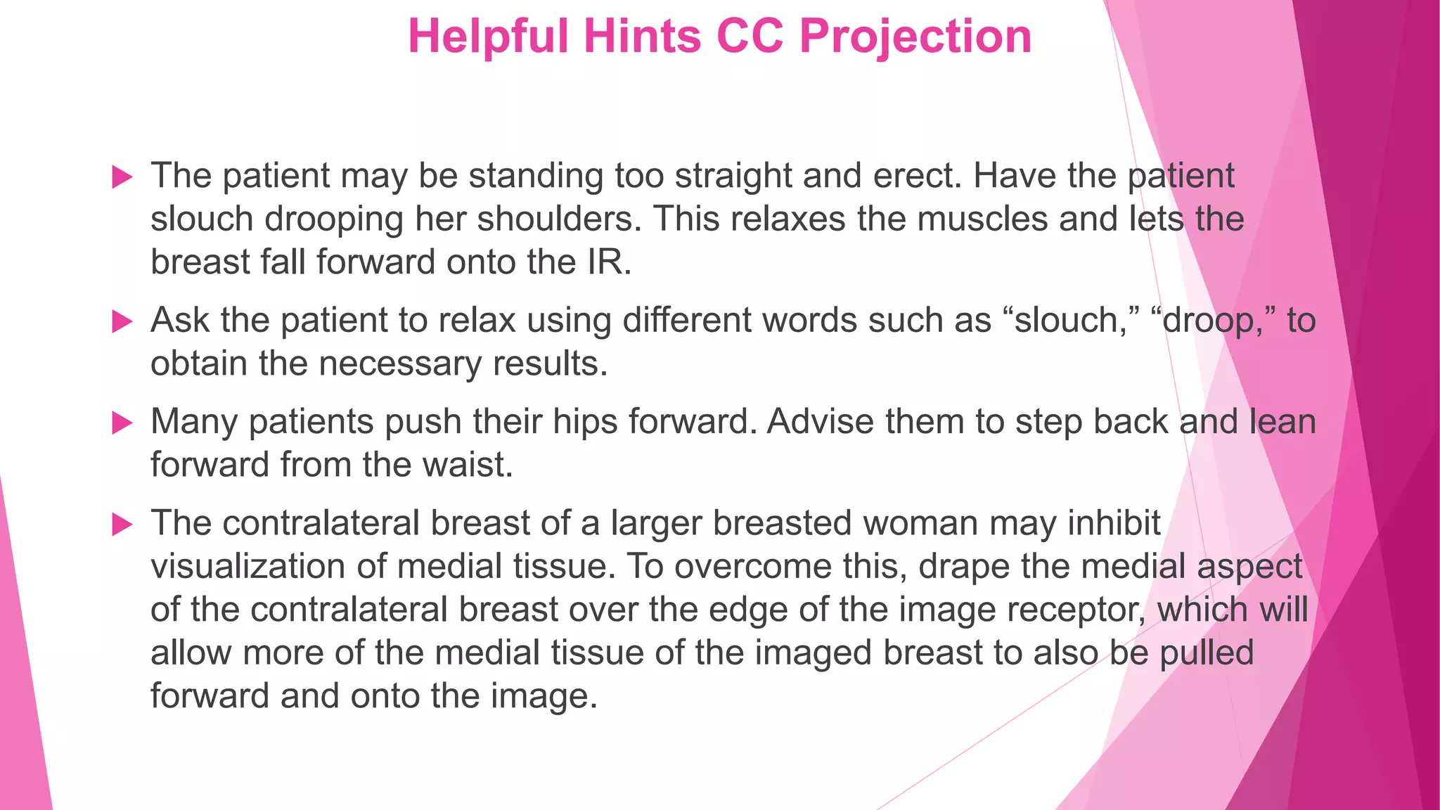 Mammography positioning technique for Cranio Caudal (CC) | PPTX