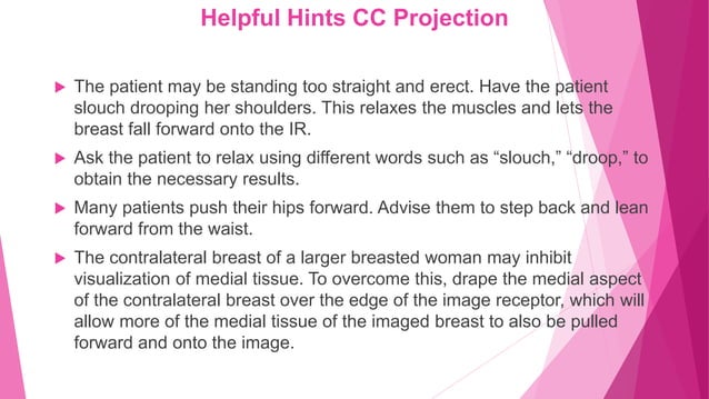 Mammography positioning technique for Cranio Caudal (CC) | PPTX