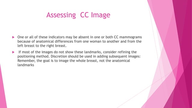 Mammography positioning technique for Cranio Caudal (CC) | PPTX