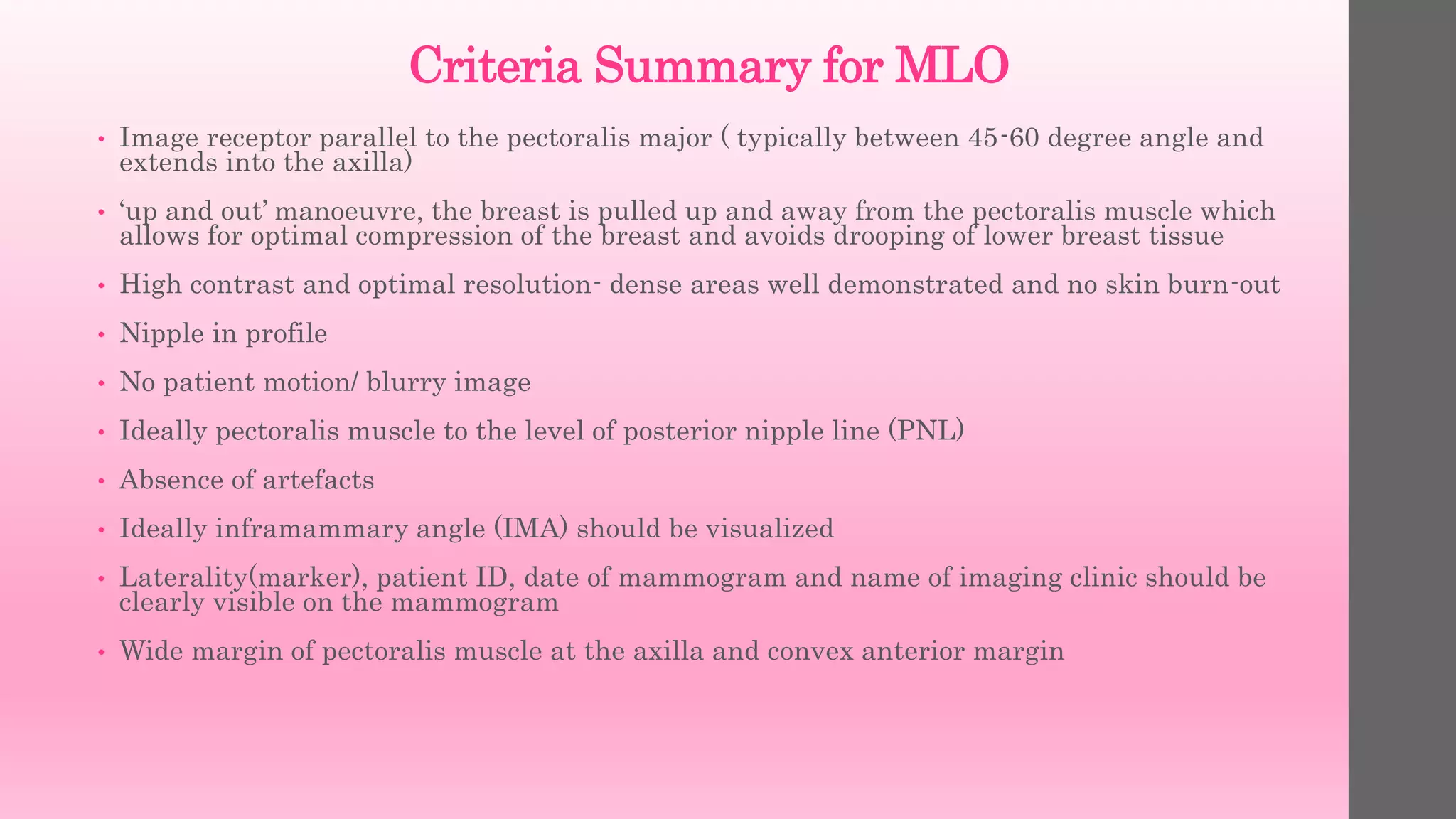 Mammography positioning technique for MLO View | PPTX