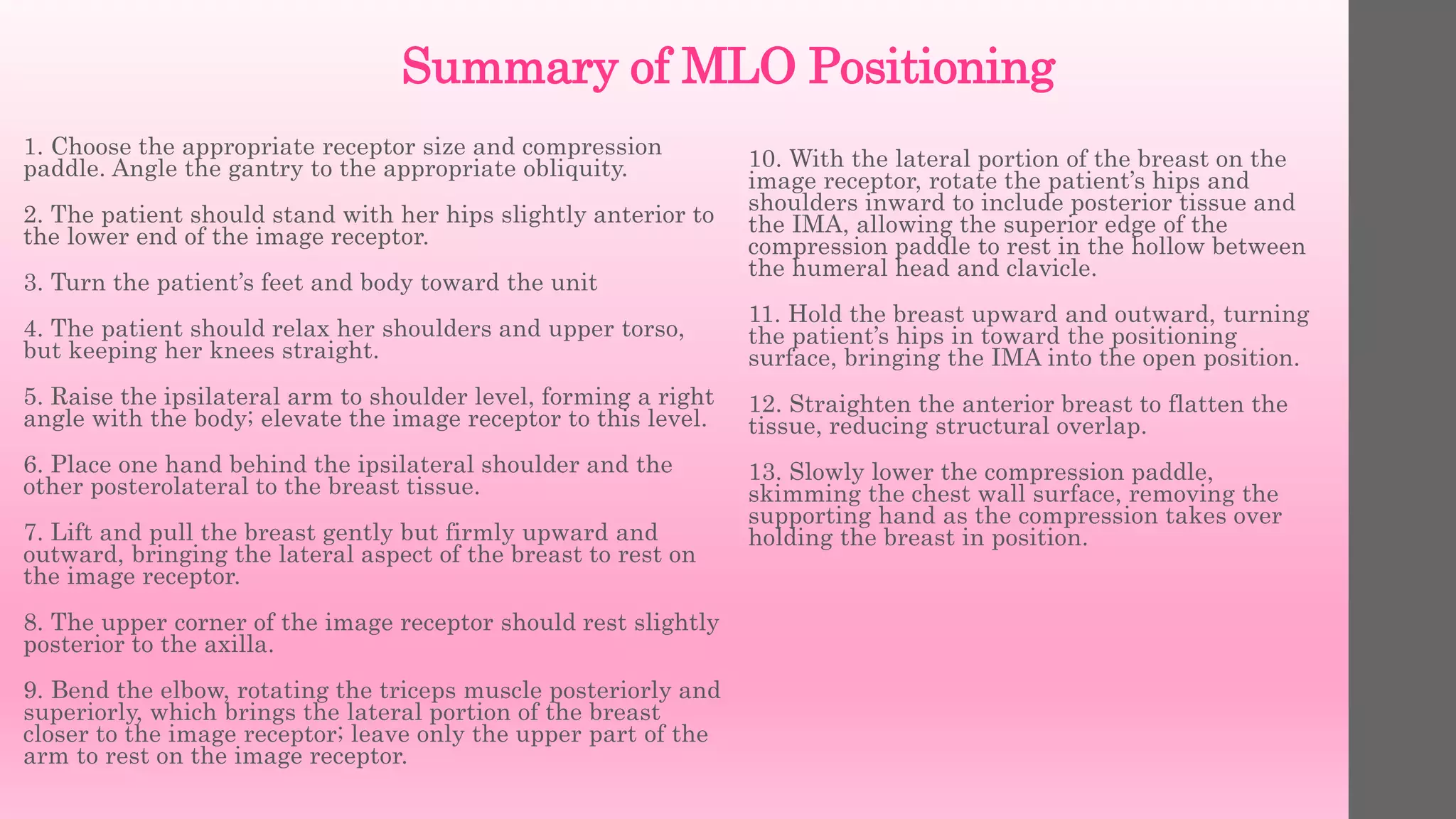 Mammography positioning technique for MLO View | PPTX