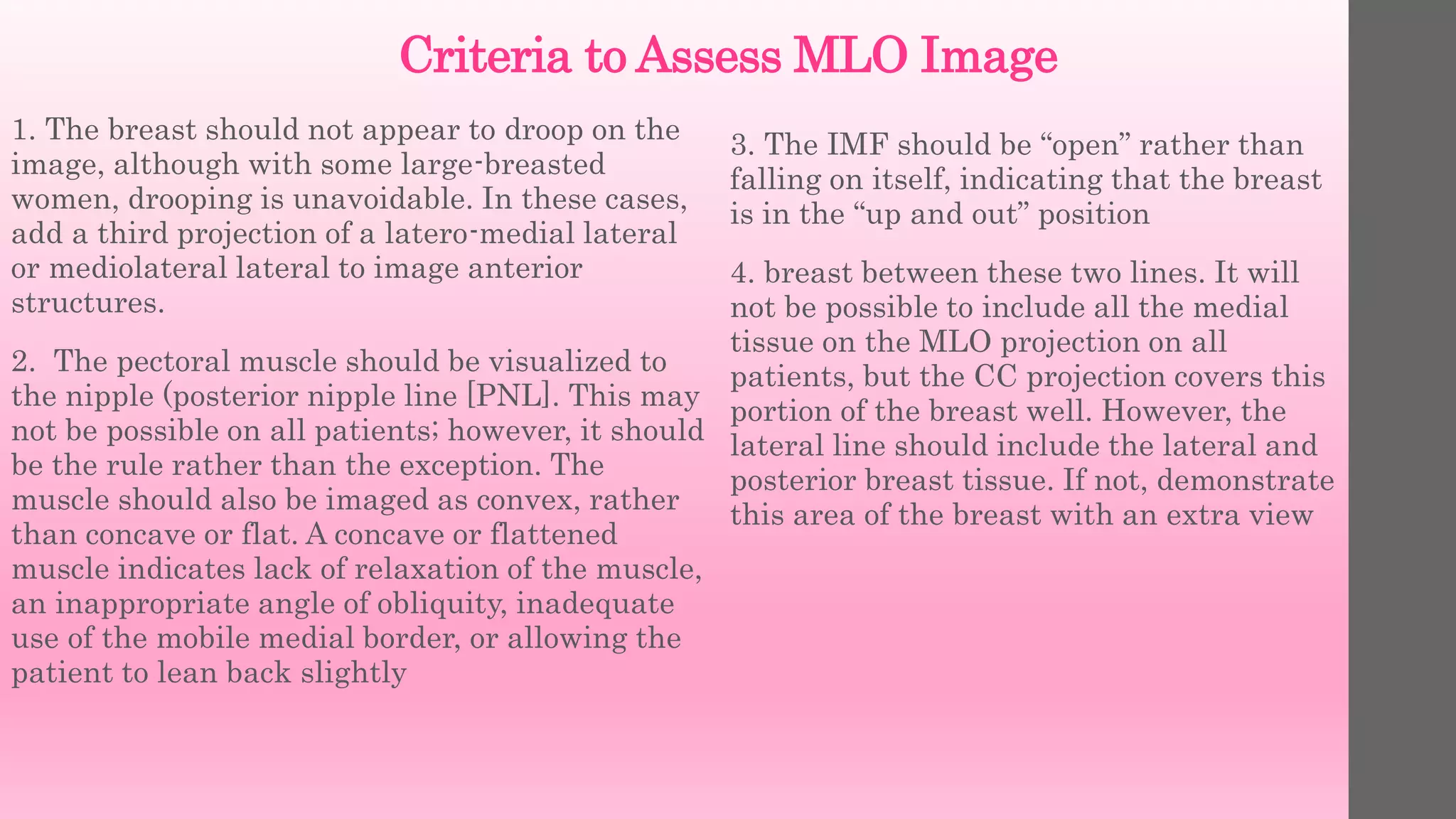 Mammography positioning technique for MLO View | PPTX