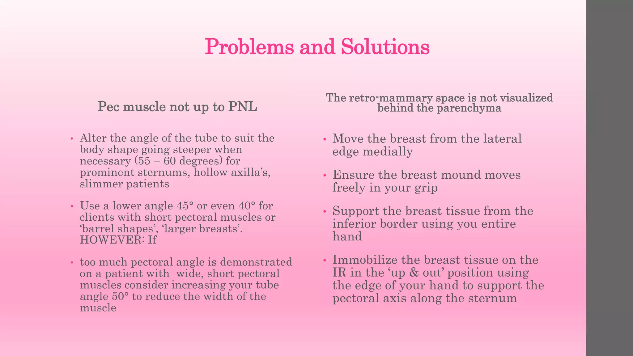 Mammography positioning technique for MLO View | PPTX
