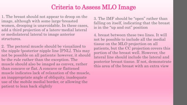 Mammography positioning technique for MLO View | PPTX | Death, Injury ...