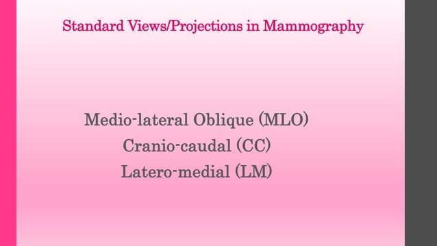 Mammography positioning technique for MLO View | PPTX | Death, Injury ...
