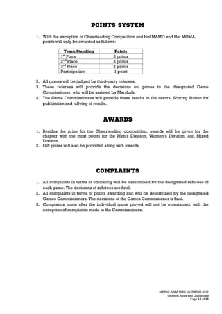 Metro Manila Mini Olympics 2017 Guide | PDF
