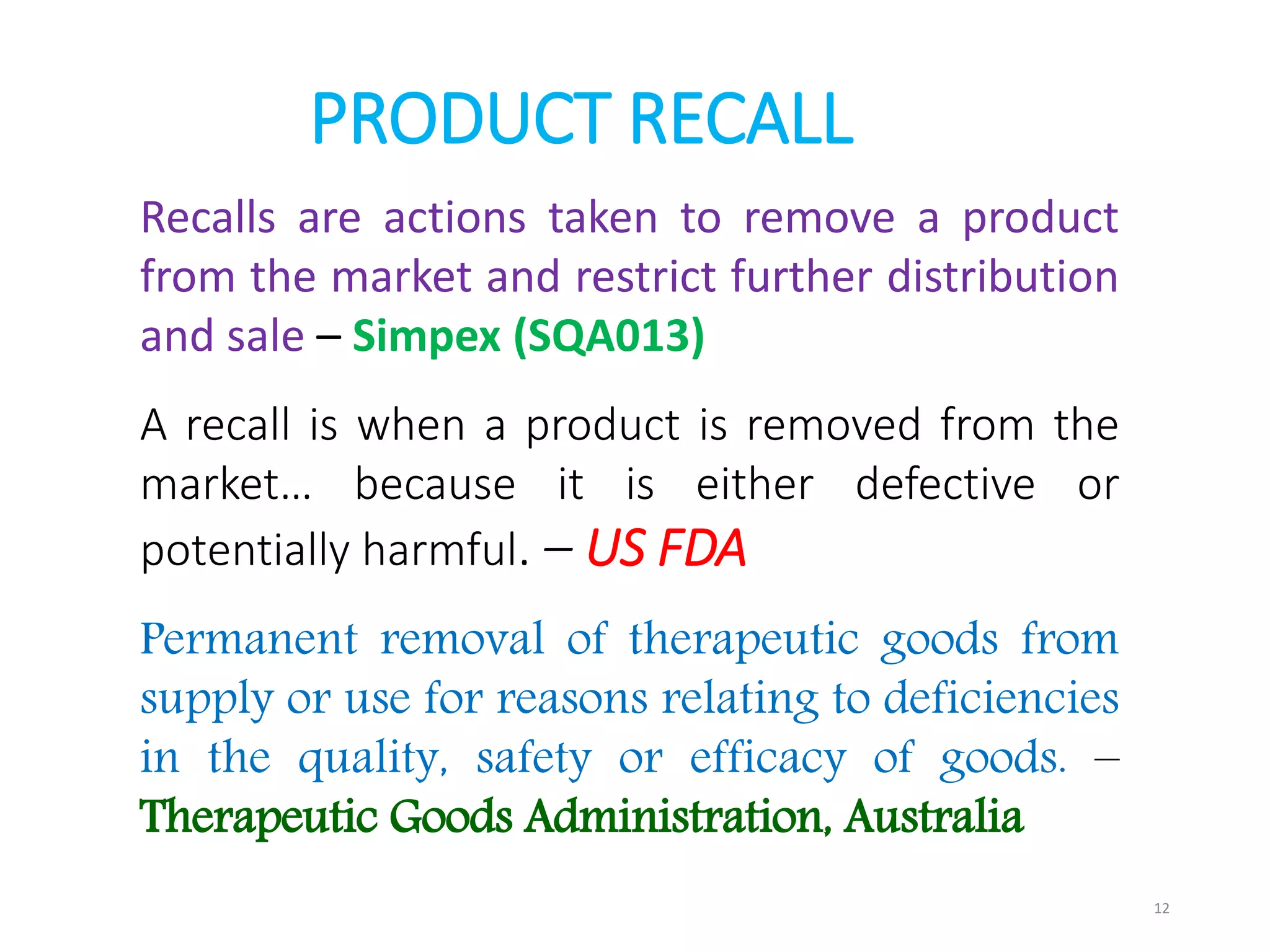 Market Complaint Investigation and Recall | PPTX