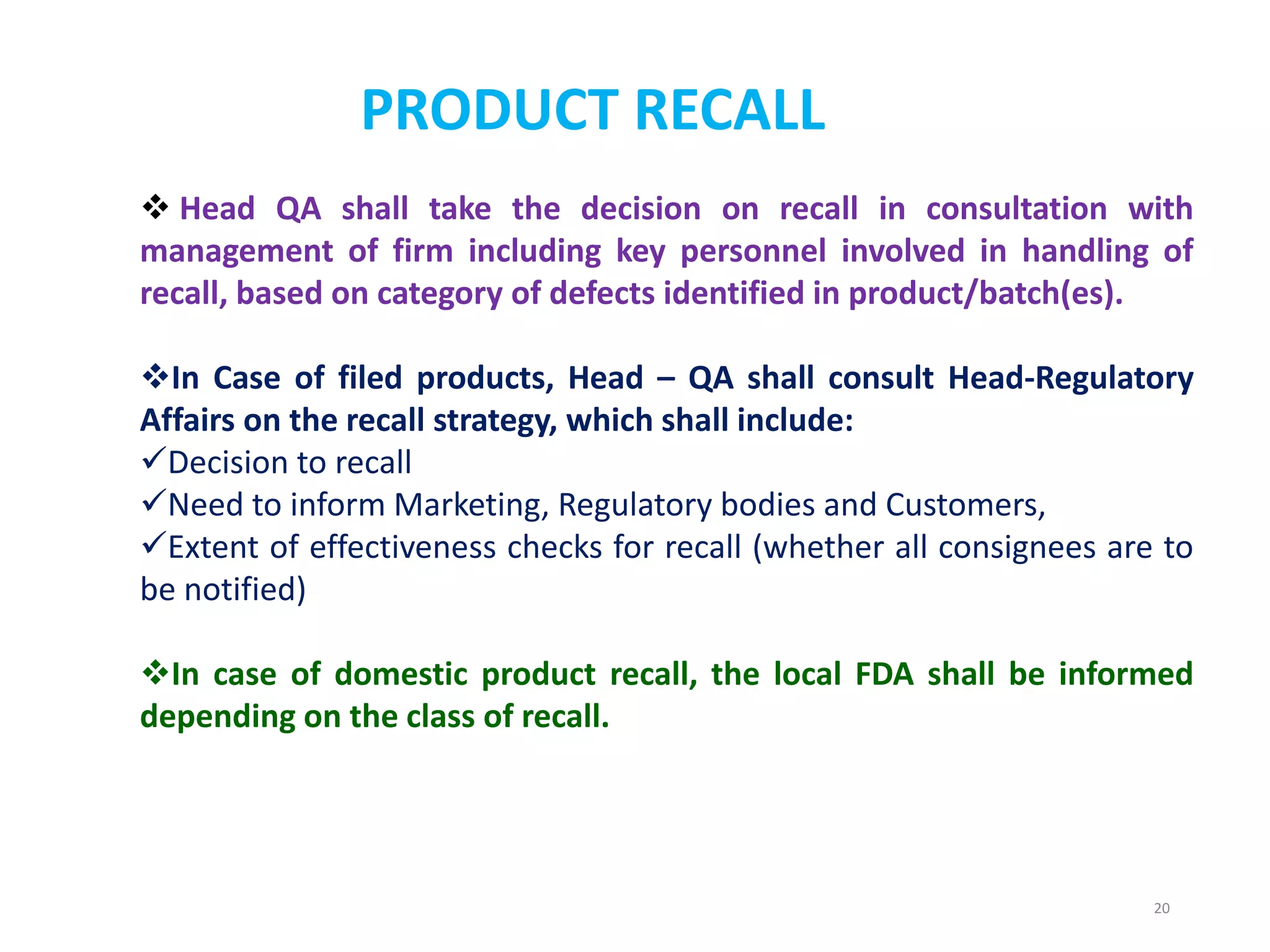 Market Complaint Investigation and Recall | PPTX