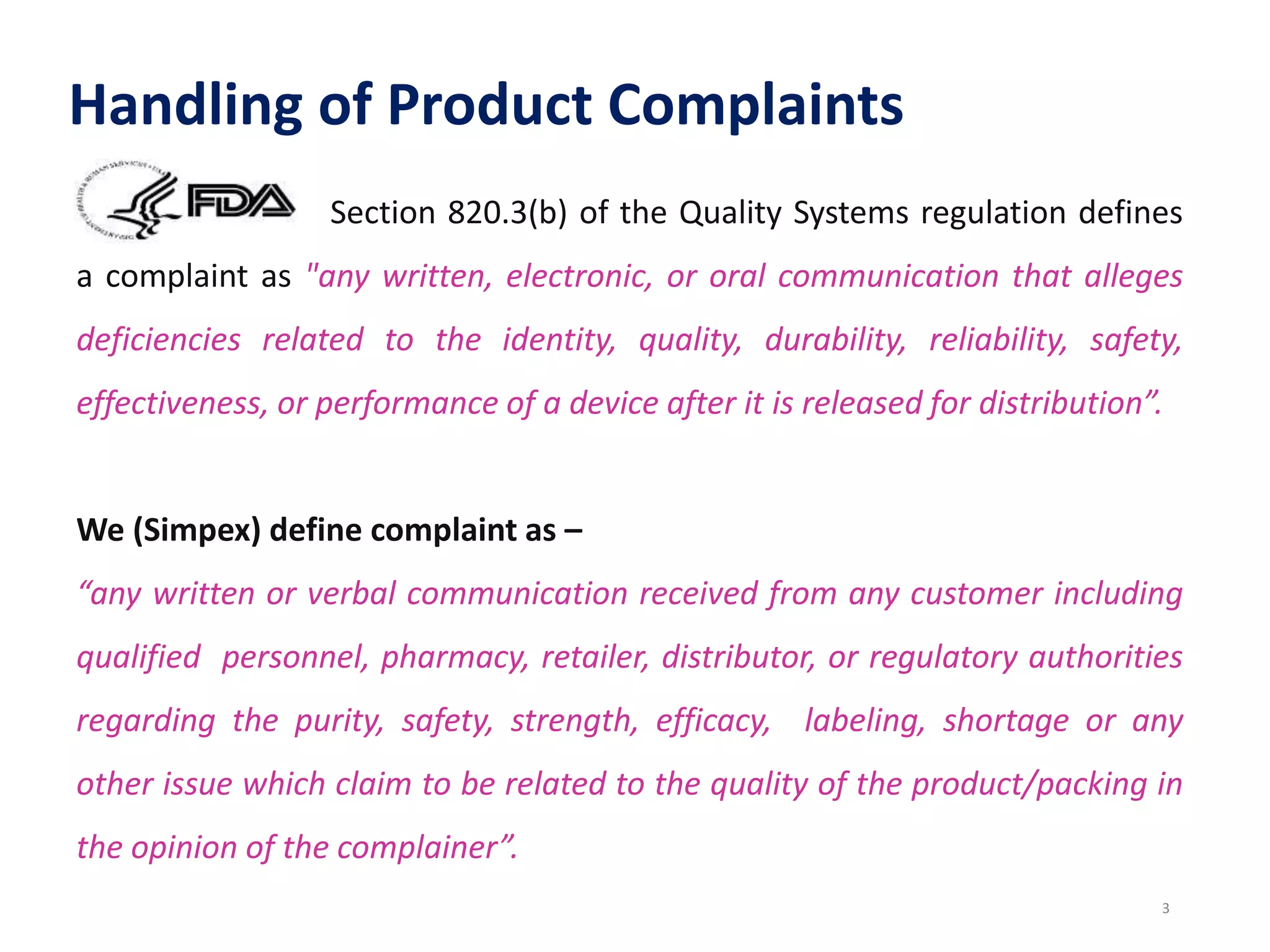 Market Complaint Investigation and Recall | PPTX