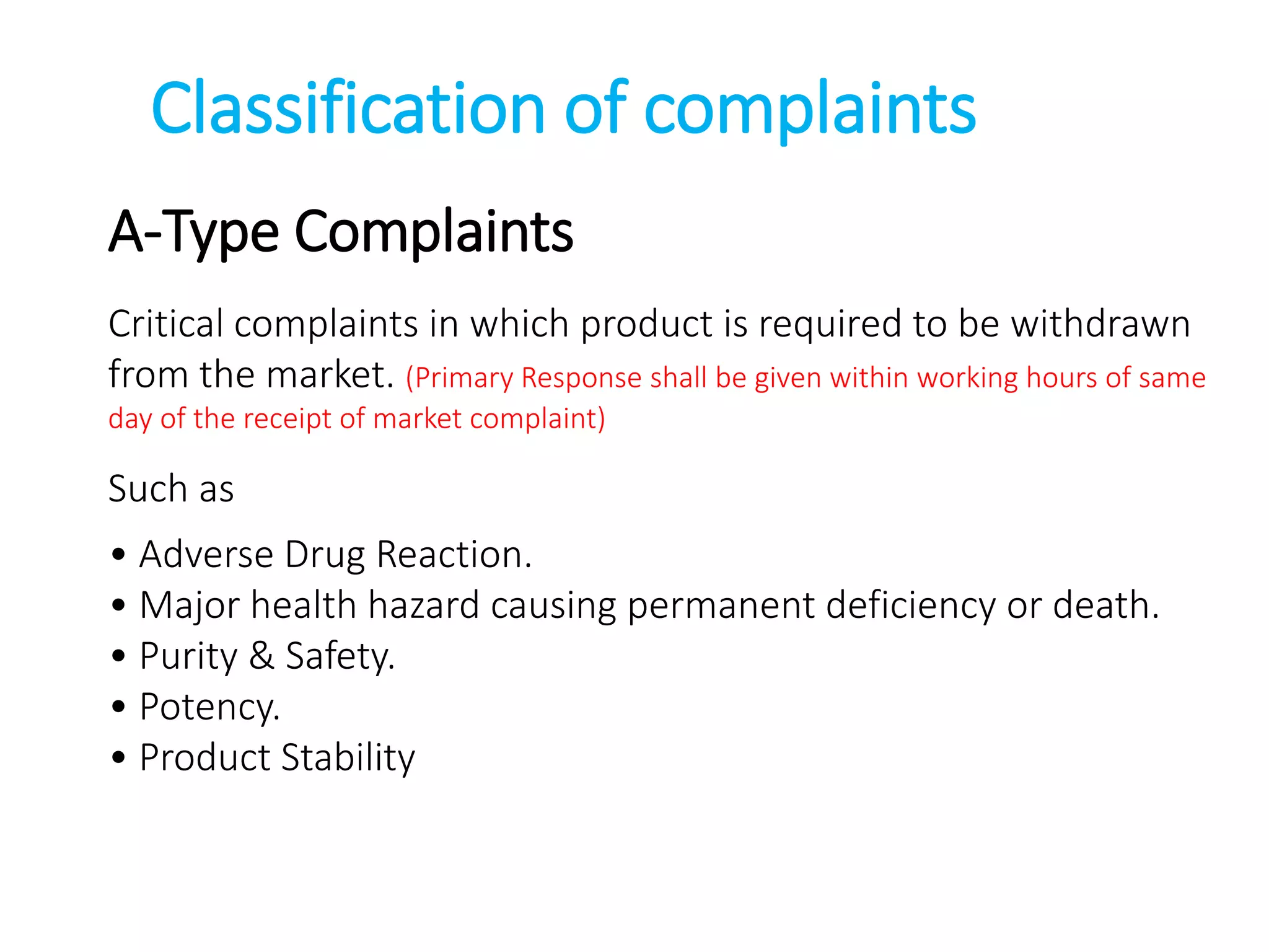 Market Complaint Investigation and Recall | PPTX