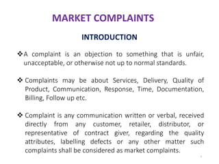 Market Complaint Investigation and Recall | PPTX