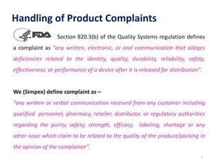 Market Complaint Investigation and Recall | PPTX