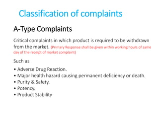 Market Complaint Investigation and Recall | PPTX