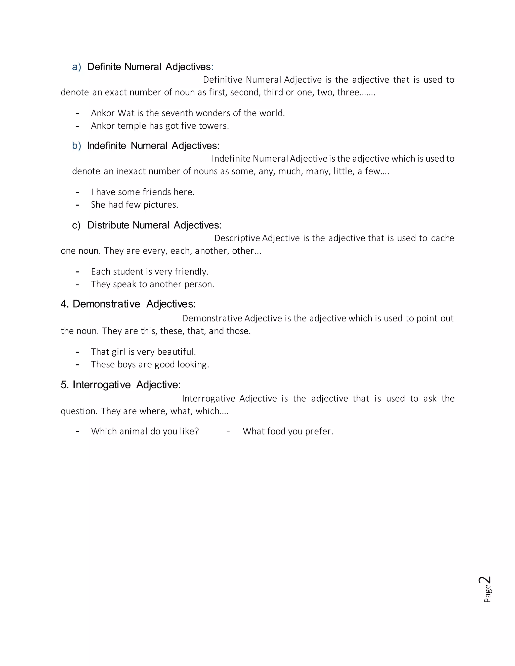 types of adjectives | PDF