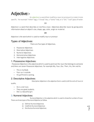 types of adjectives | PDF