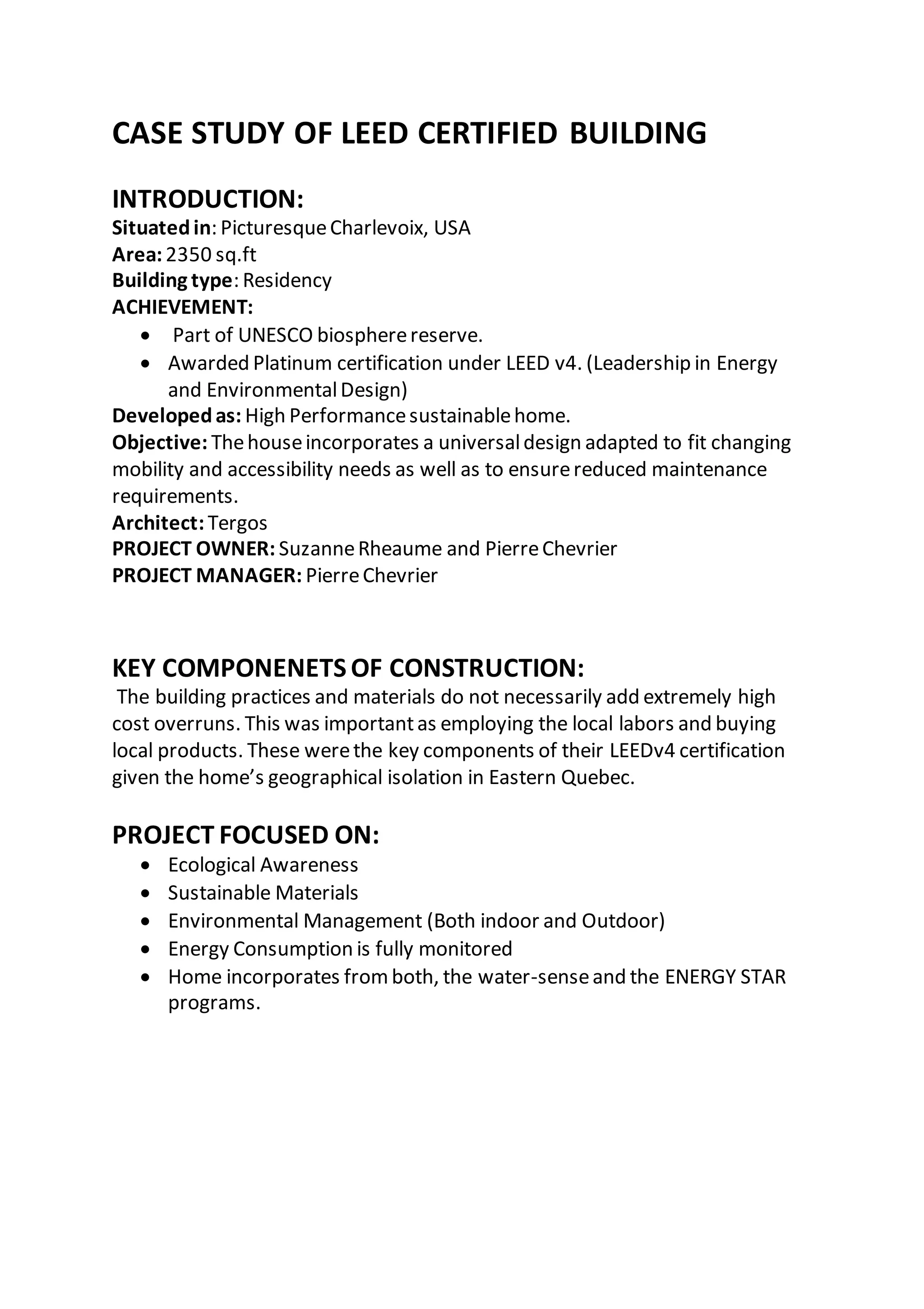 LEED certified building case study | DOCX