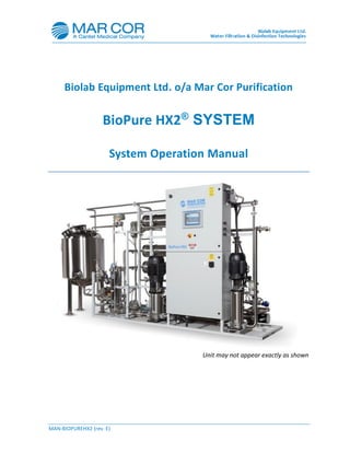 Man biopurehx2-operations-manual | PDF