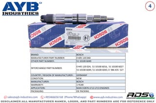 Diesel Fuel System Components For MAN Truck and Industrial Engines | PDF