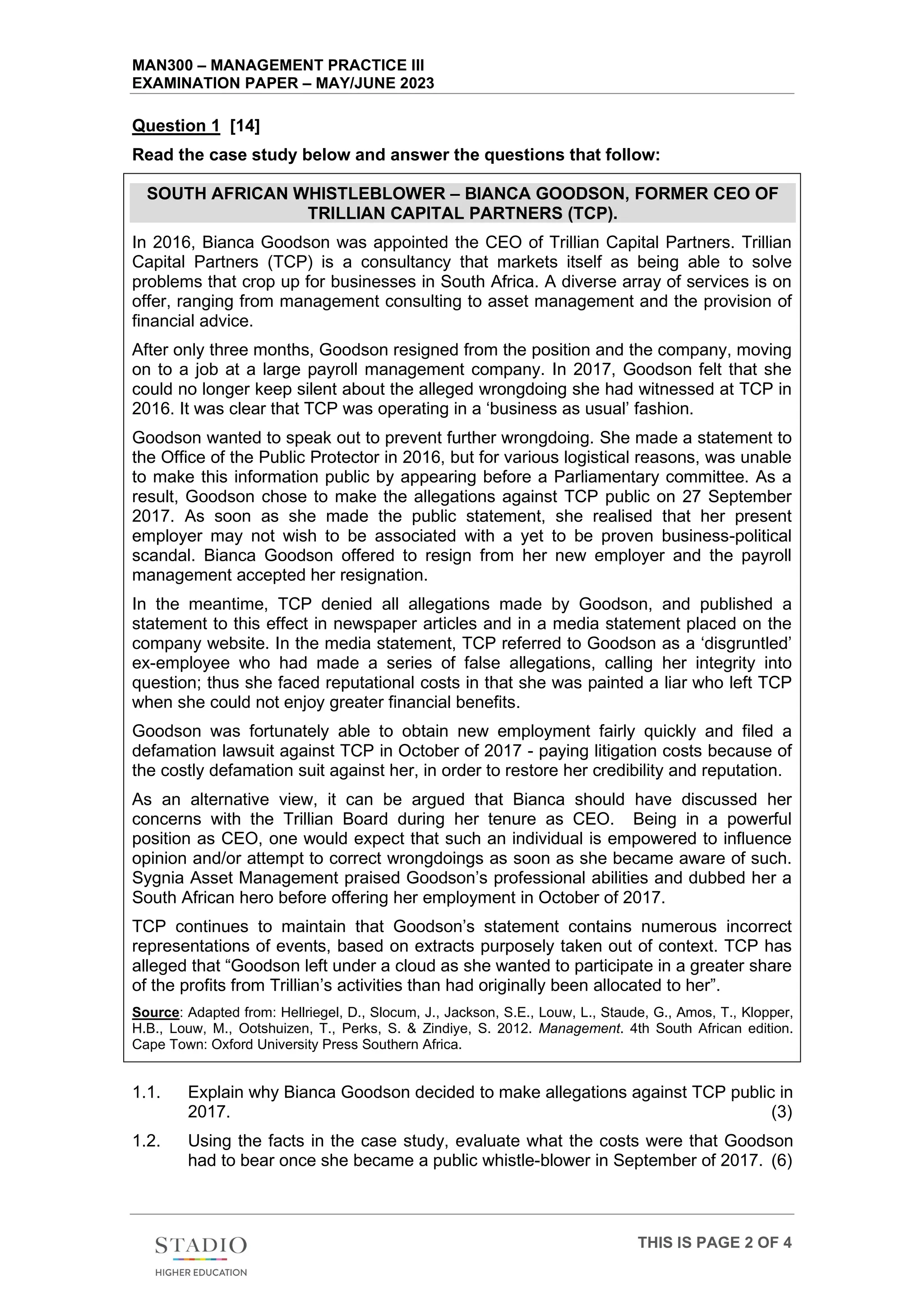 MAN300 2023 01 Examination Practice Paper.pdf