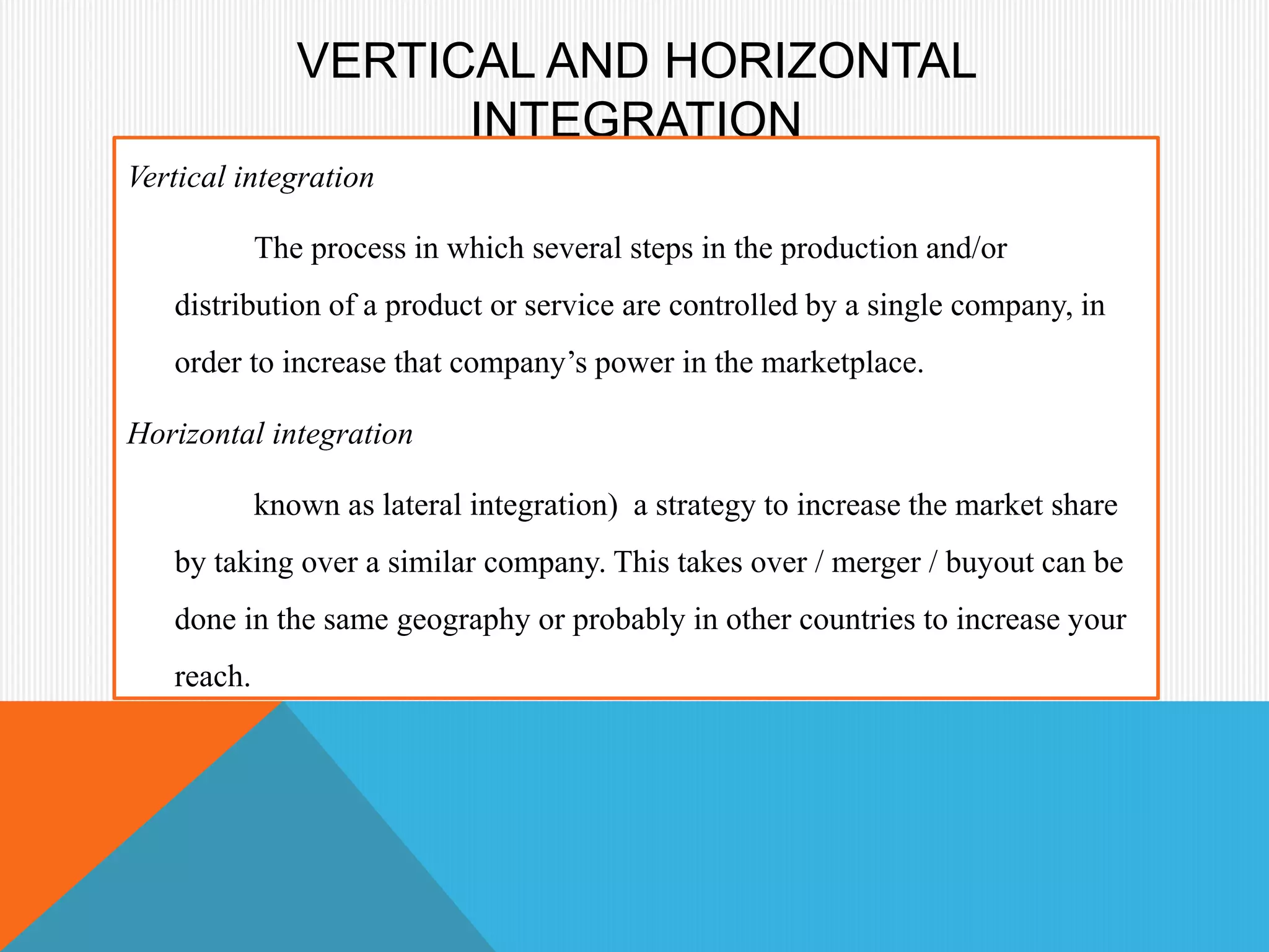 Vertical and horizontal integration | PPTX