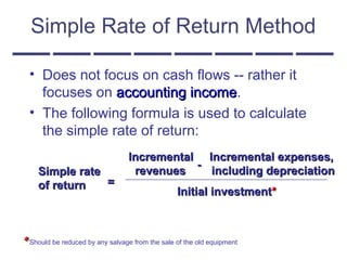 Investimenti - 8. Recupero Investimento Iniziale: Simple Rate of Return ...