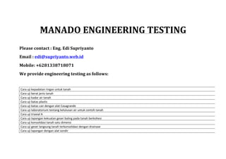 Manado engineering testing | PPT