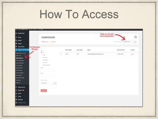 Manage and Export WordPress Registration Forms Database | PPT