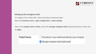 Manage consignee stocks in odoo | PDF