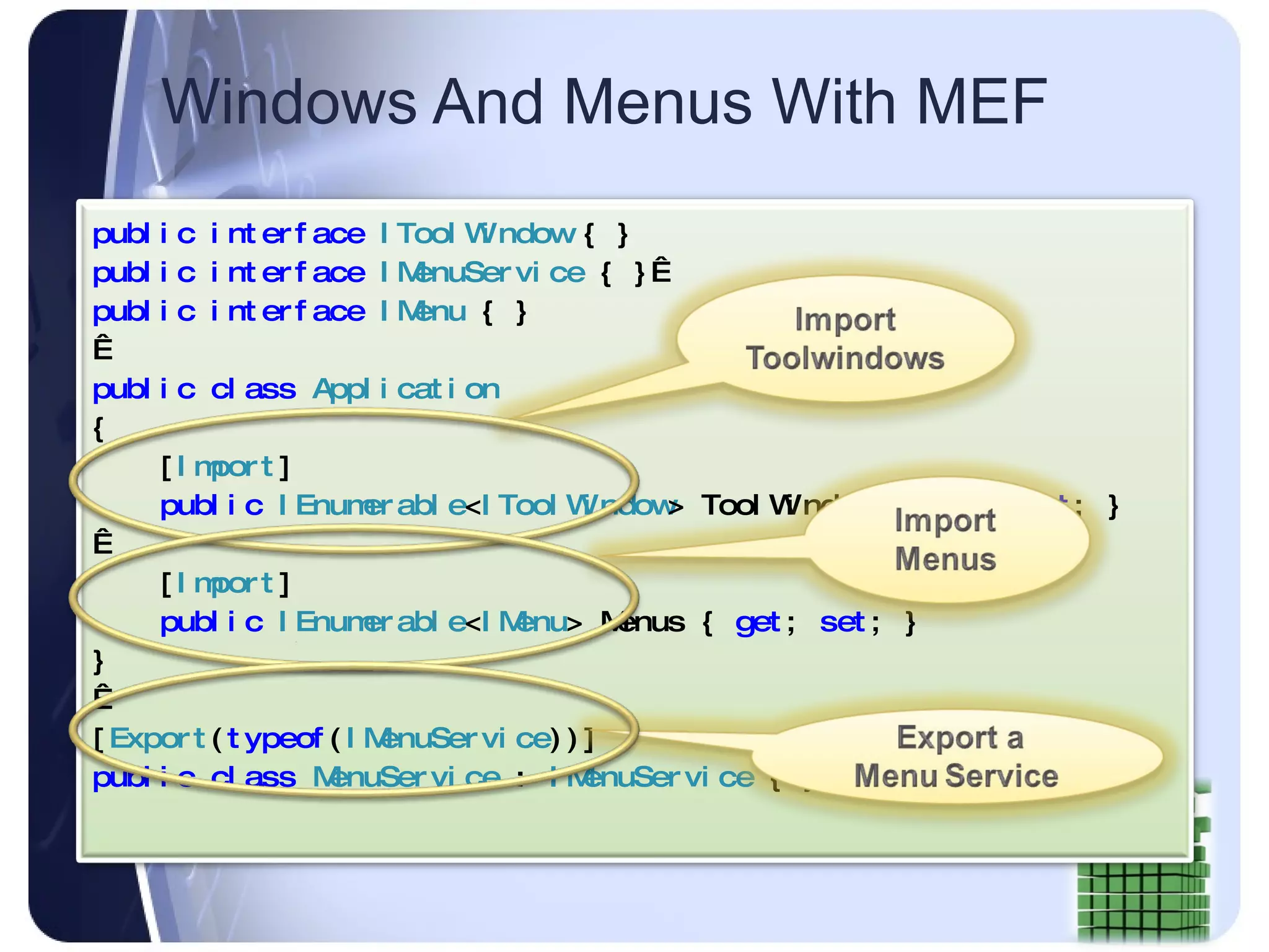 Managed Extensibility Framework (MEF) | PPT