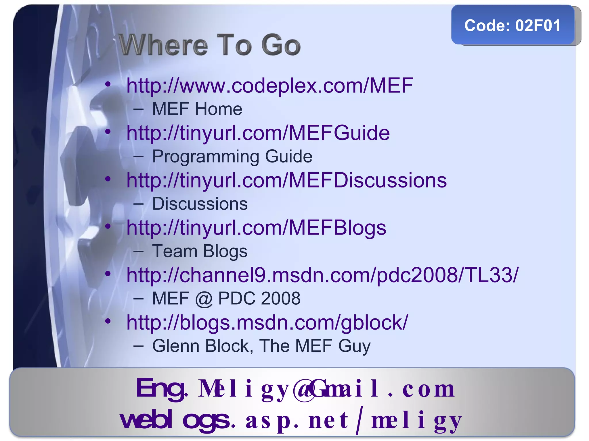 Managed Extensibility Framework (MEF) | PPT