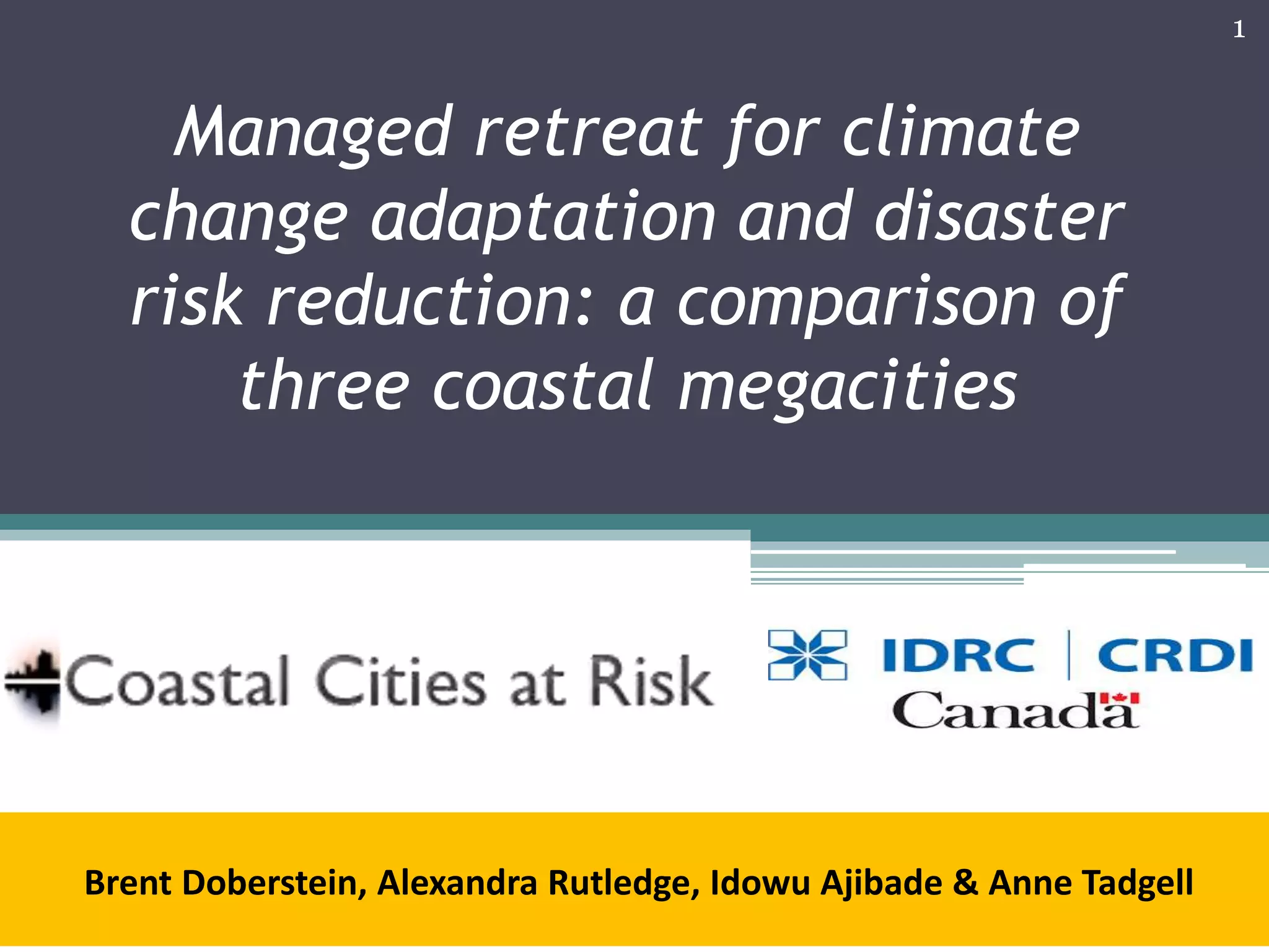 Managed Retreat for Climate Change Adaptation and Disaster Risk ...