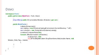 Managed extensibility framework | PPTX | Programming Languages | Computing