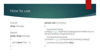Managed extensibility framework | PPTX | Programming Languages | Computing