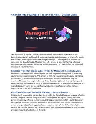 4 Key Benefits of Managed IT Security Services – Devlabs Global | PDF