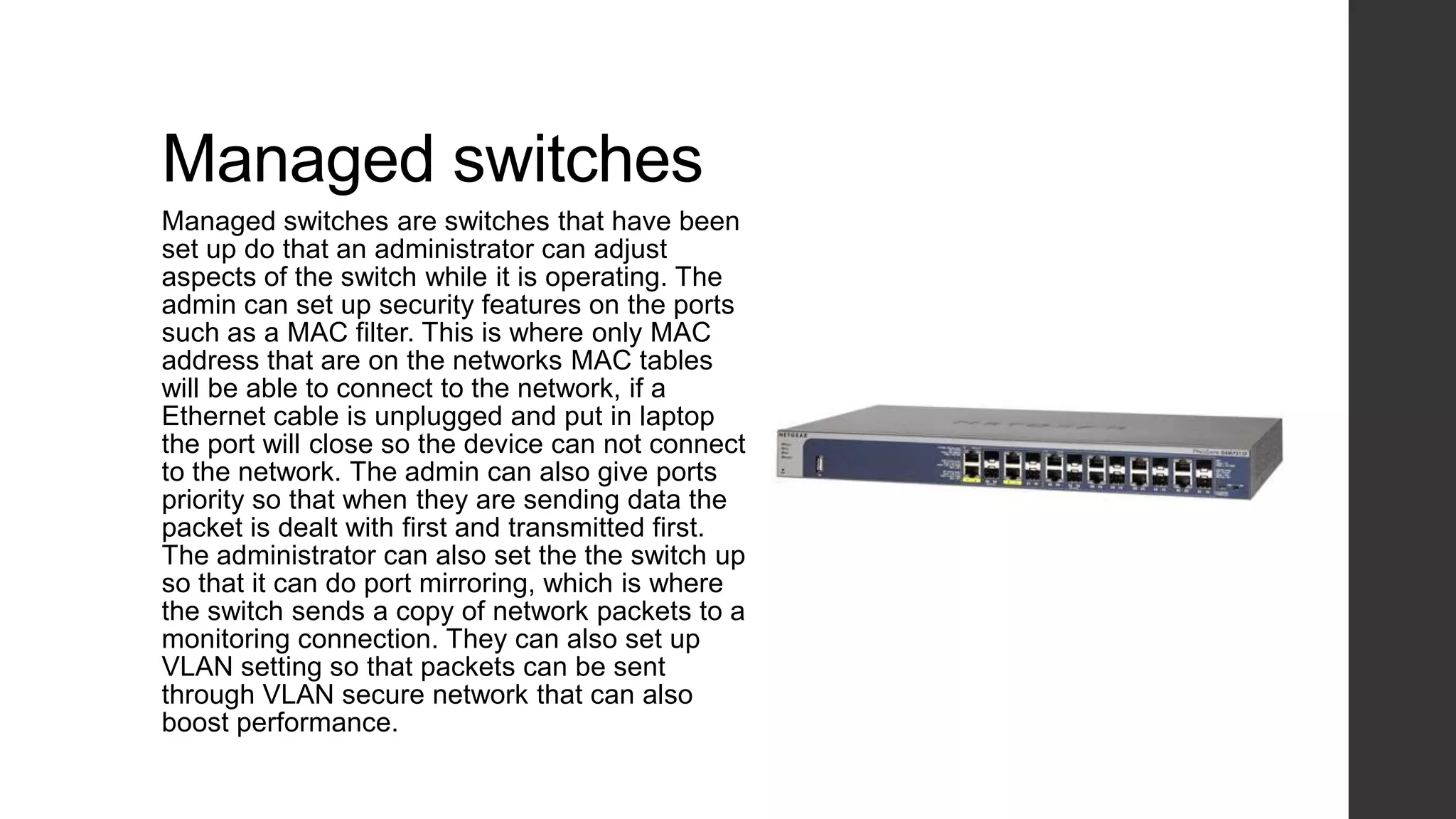 Managed switches | PPTX | Computer Networking | Computing