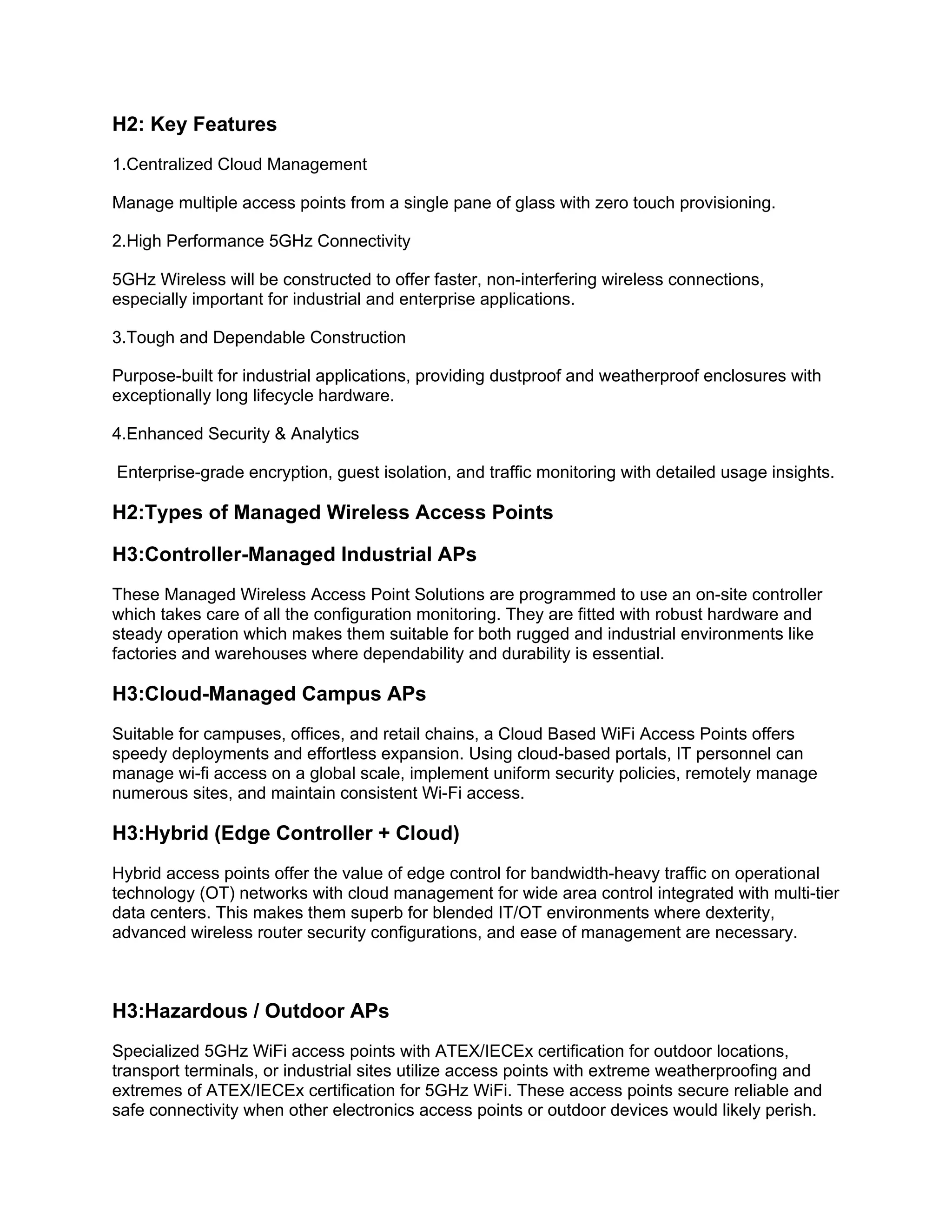 Reliable Managed Wireless Access Point Solutions for Seamless ...