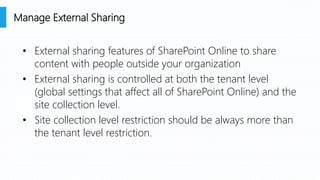 Manage how people use your SharePoint Online | PPTX | Web Hosting ...