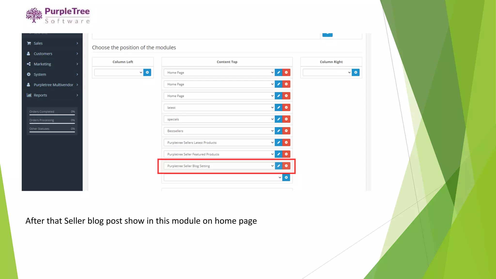 Manage layout for home page modules in opencart | PPT