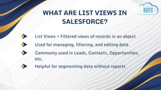 Manage List Views in Salesforce Using BOFC | PDF