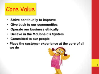 statistic management process of MacDonald | PPTX