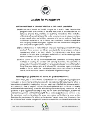 Management- caselets on management | PDF