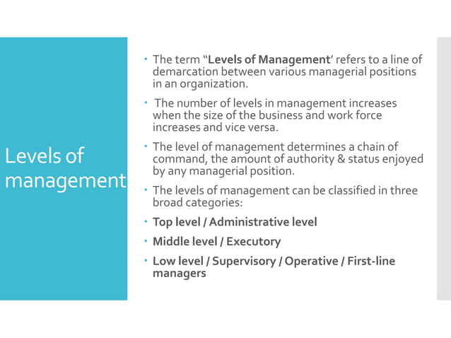 Levels of Management | PPTX | Executive Leadership & Management | Business