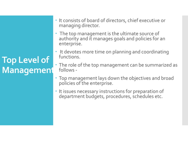 Levels of Management | PPTX | Executive Leadership & Management | Business