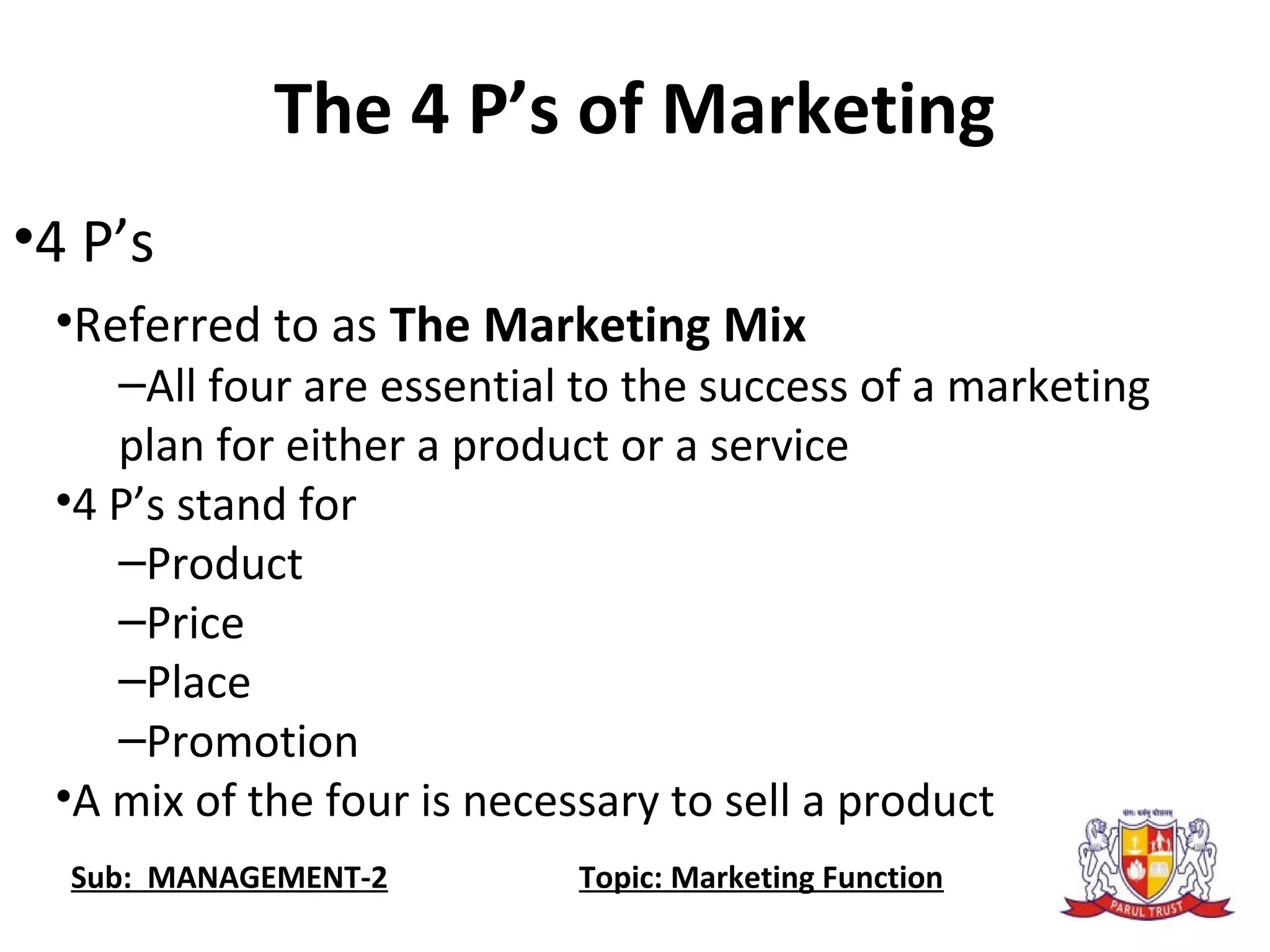 Four P's of Marketing | PPT