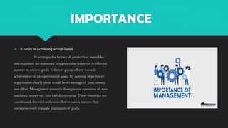 Meaning, Definition and importance of Management | PDF